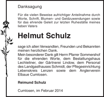 Traueranzeigen von Helmut Schulz | Trauer Nordkurier