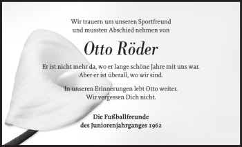Traueranzeigen von Otto Röder | Trauer Nordkurier