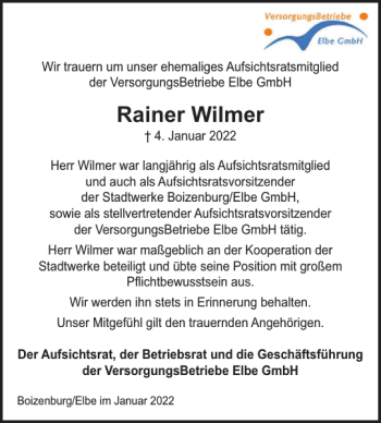 Traueranzeigen von Rainer Wilmer | Trauer Nordkurier