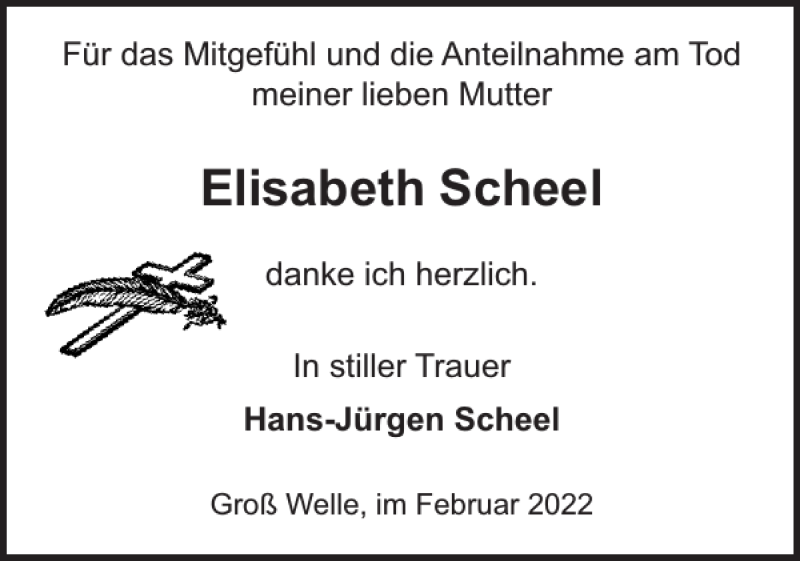 Traueranzeigen von Elisabeth Scheel | Trauer Nordkurier