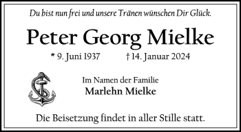 Traueranzeigen von Peter Georg Mielke | Trauer Nordkurier